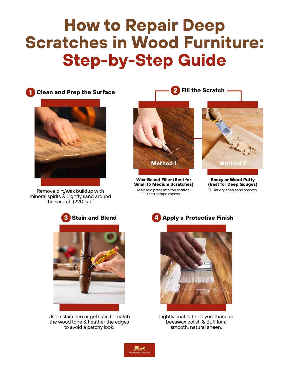 How to Repair Deep Scratches in Wood Furniture: Amish Furniture Scratch ...