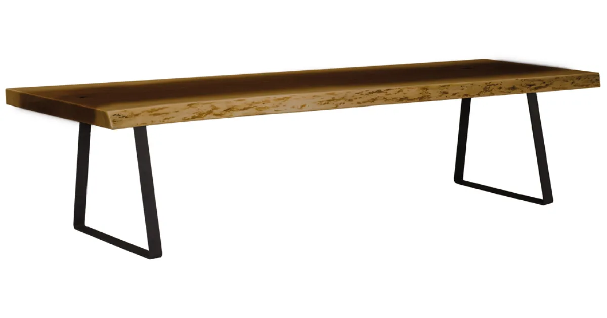 Live Edge Bench with Stirrup Base