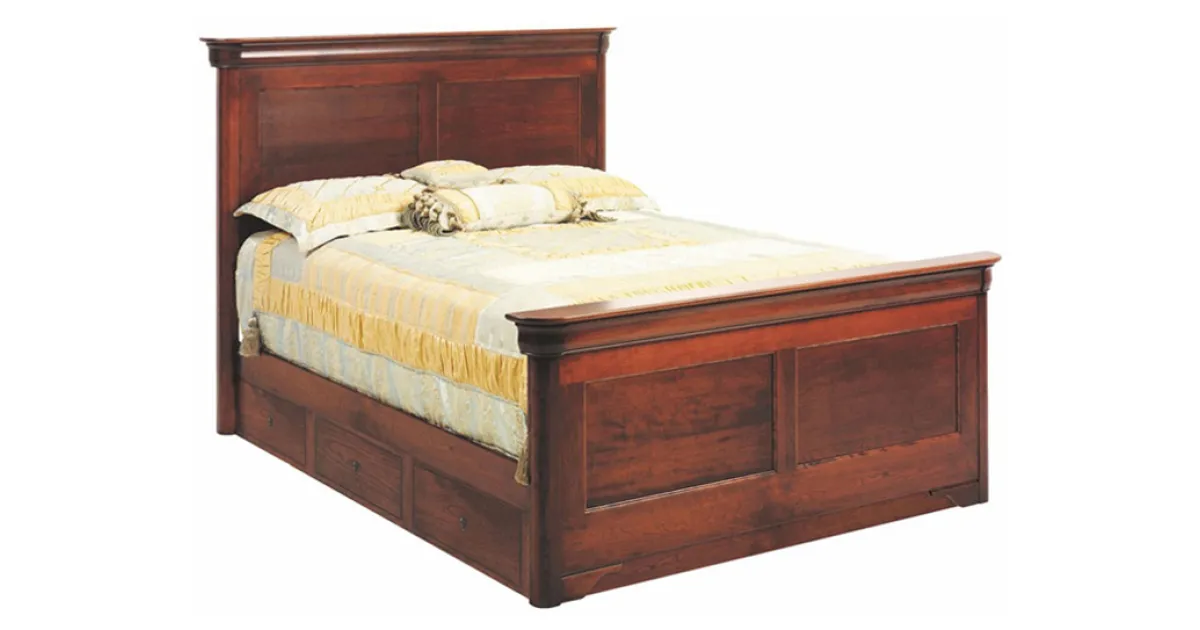 Louis Phillipe Panel Bed with Underbed Storage To The Floor