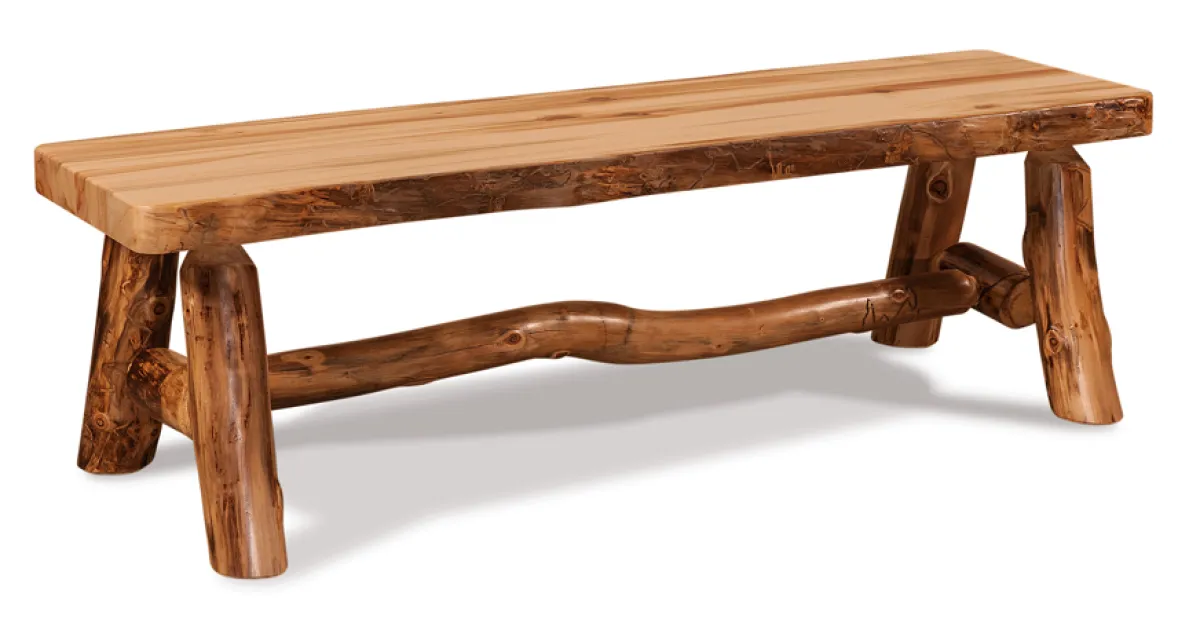 Fireside Rustic Flat Bench with Live Edge