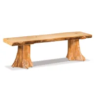 Fireside Rustic Flat Bench with Live Edge and Stump
