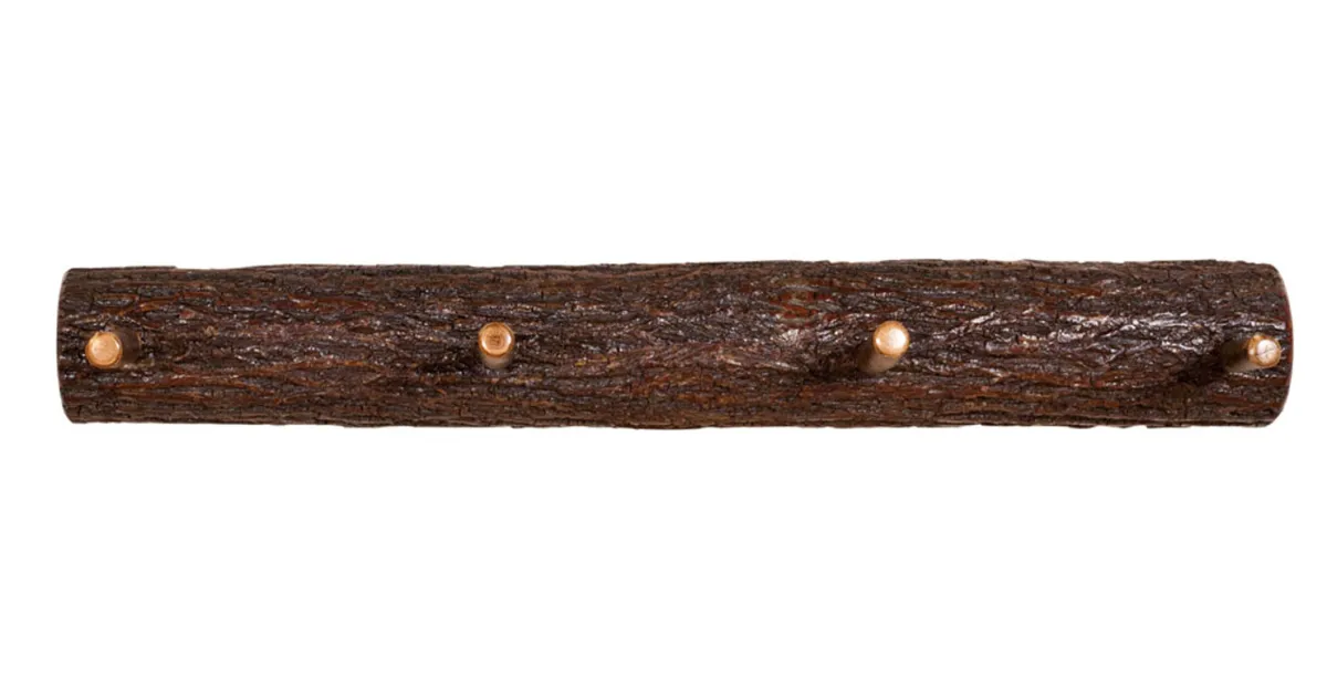 36" Split Log Coat Hanger with 4 Hooks
