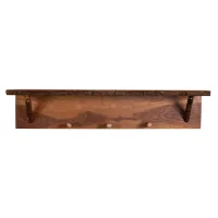 36 inch Wall Shelf | Wooden Shelf with Hooks