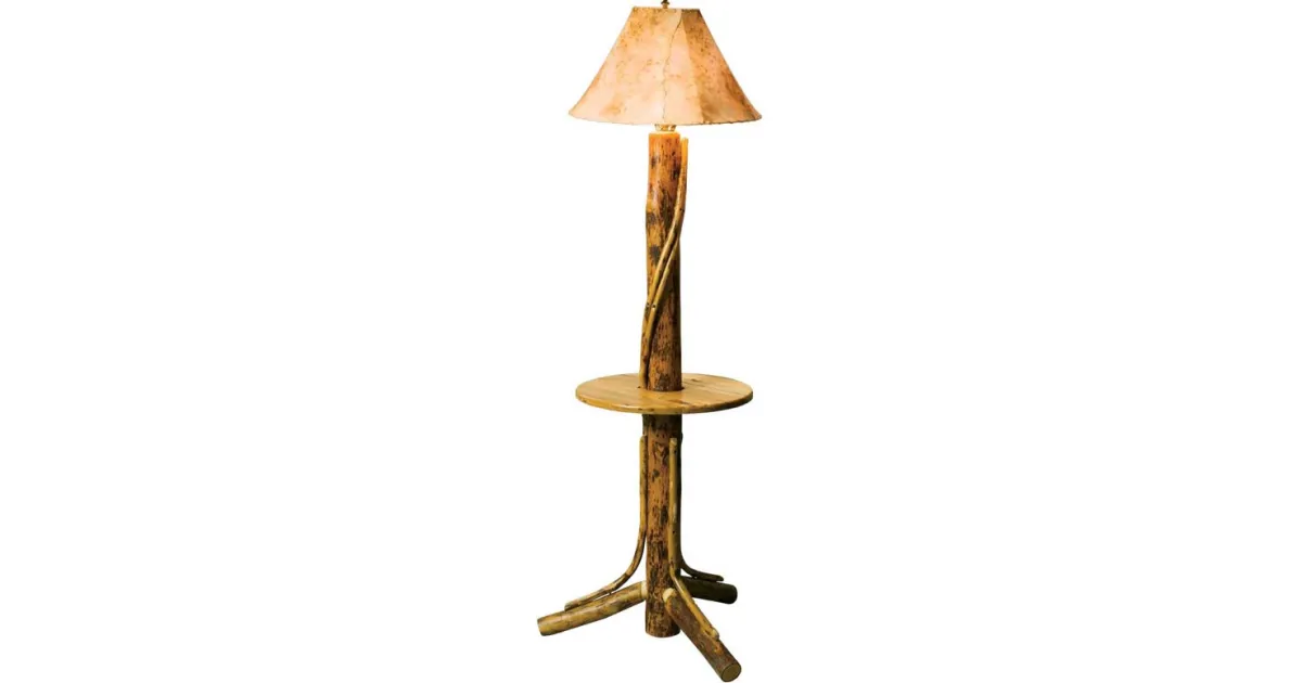 Floor Lamp w/Shelf & Lambskin Shade
