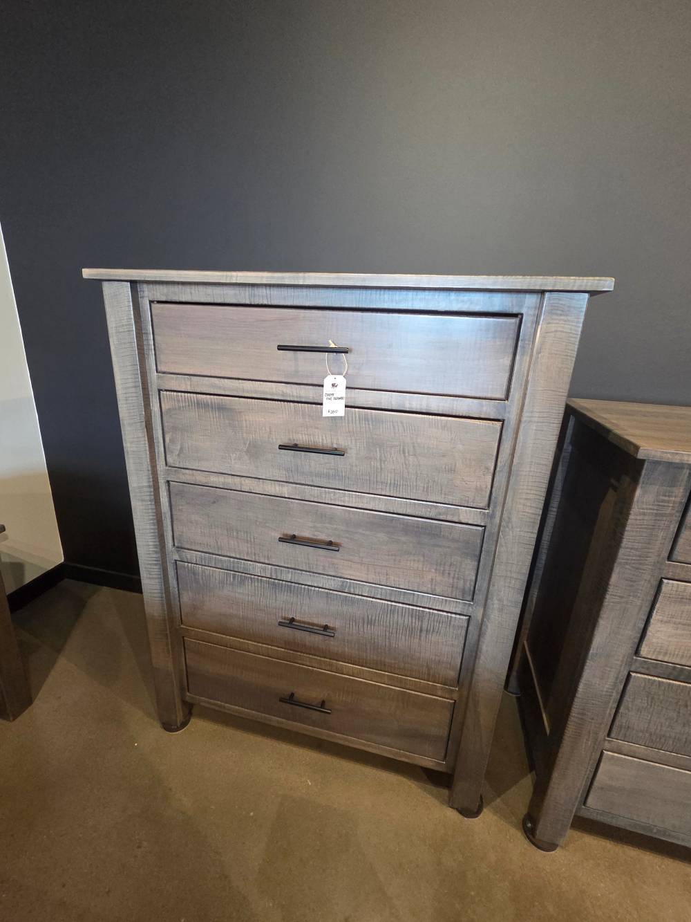 5 Dresser Drawer - Curly Maple, Antique Slate - QUICK SHIP