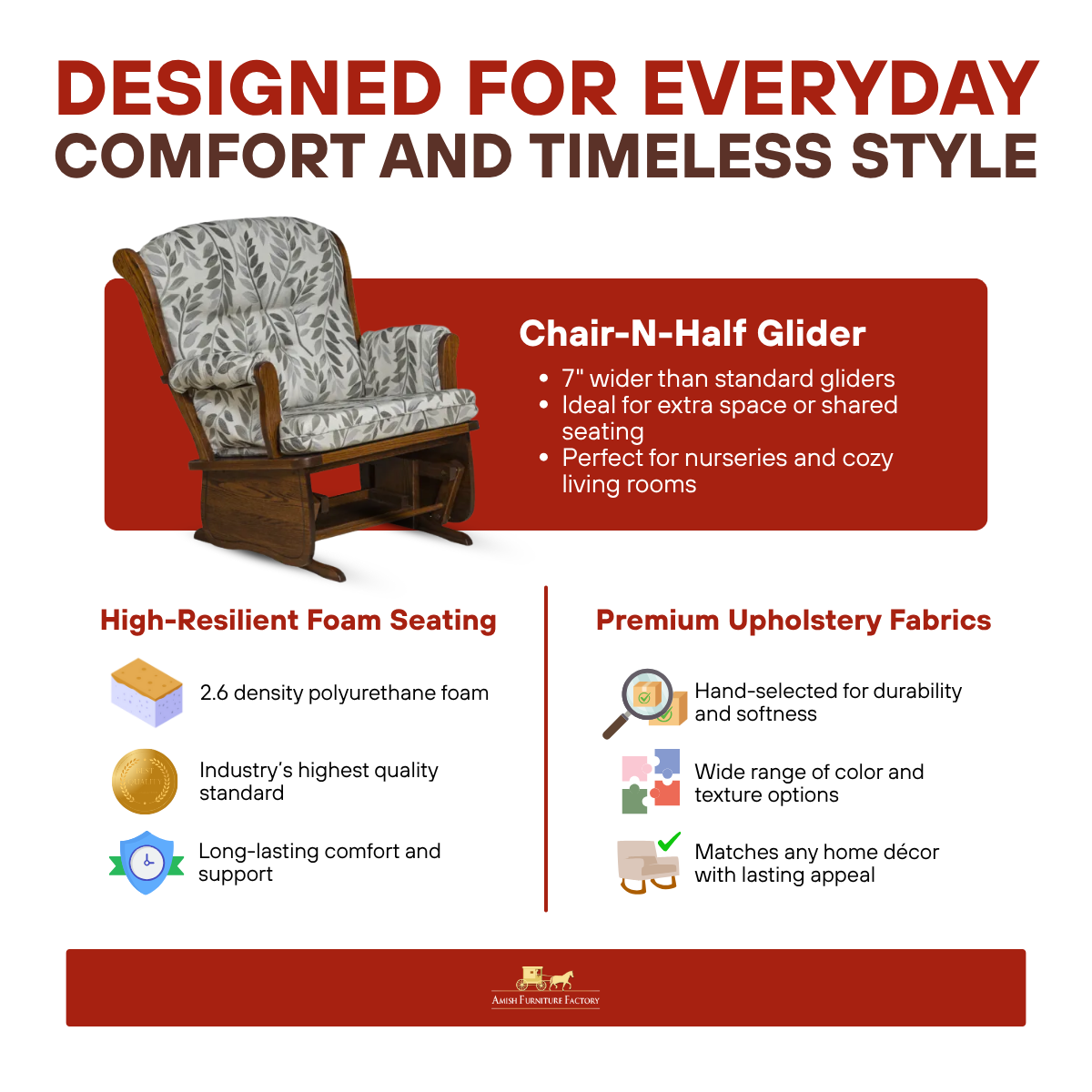 Amish Glider Rocker - Handcrafted Solid Wood Rockers