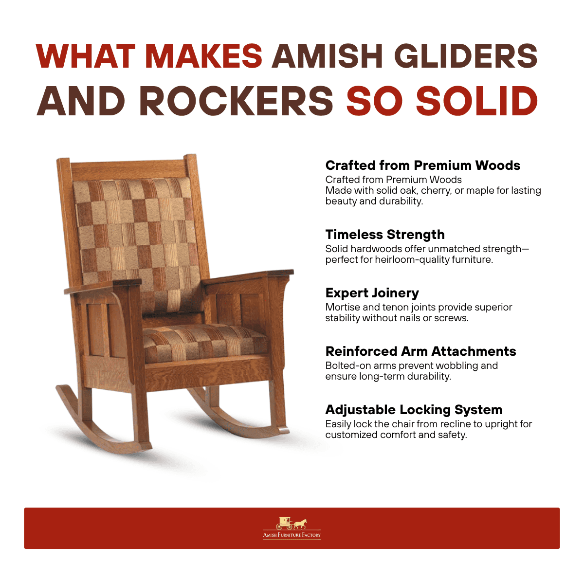 Amish Glider Rocker - Handcrafted Solid Wood Rockers