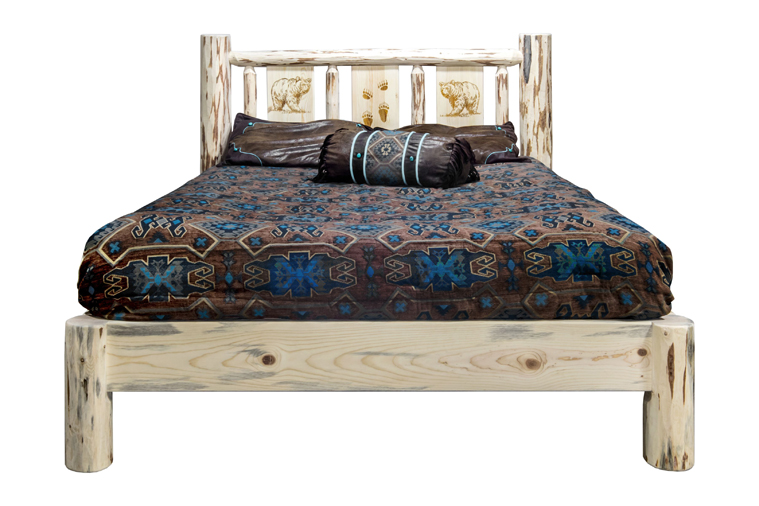 Montana Platform Bed with Laser Engraved Design