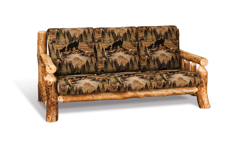 Fireside Rustic Sofa with Fabric Seat & Back