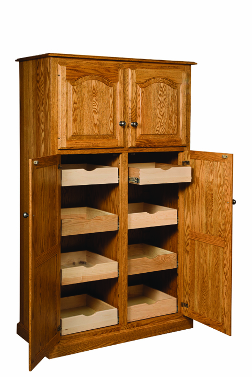 Lux Traditional 4-Door Pantry Cabinet with Rollout Shelves
