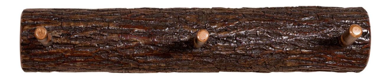 24" Split Log Coat Hanger with 3 Hooks