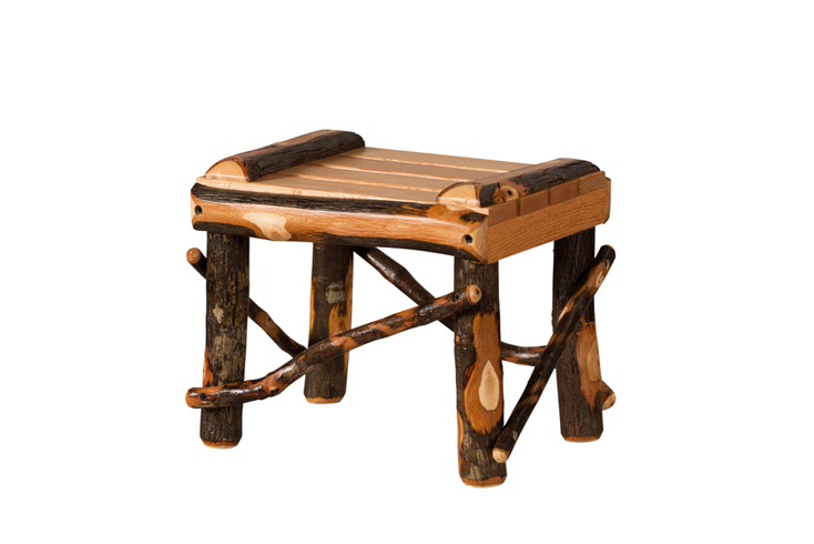 Amish Hickory Footstool | Rustic Footstool