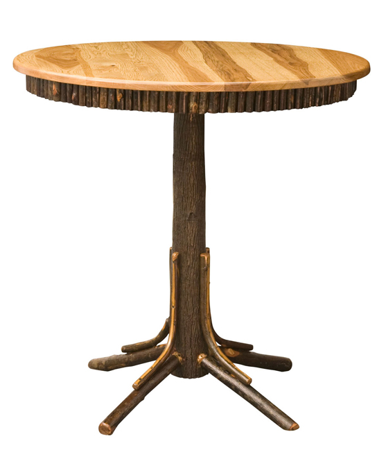 Hickory Round Top Pub Table with Round Skirting