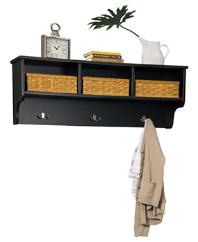 3 Cubby Shelf | Wall Shelf with Hooks and Cubbies