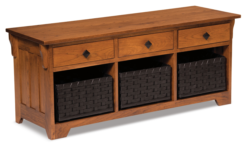 Lattice Weave Drawer Bench | Amish Furniture Factory