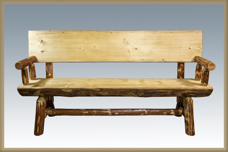 Glacier Country 6\' Half Log Bench with Back & Arms